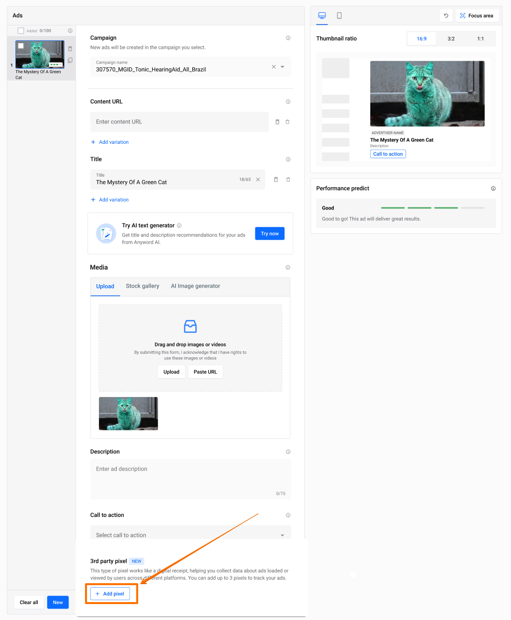 Managing Third-Party Pixels to Track Impressions at the Creative Level