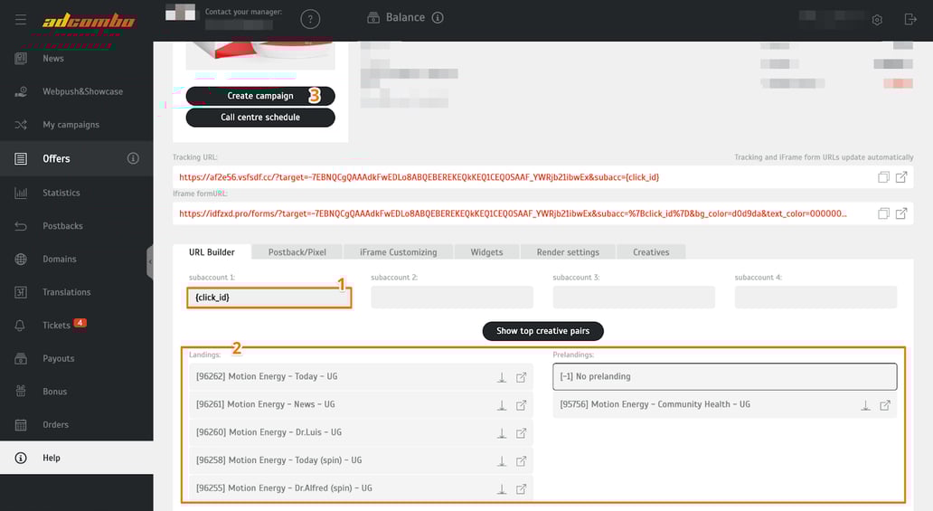 AdCombo.com Affiliate Network Integration in MGID Ads
