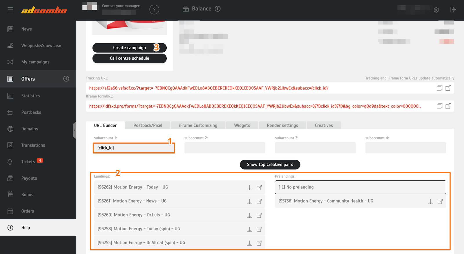 AdCombo.com Affiliate Network Integration in MGID Ads
