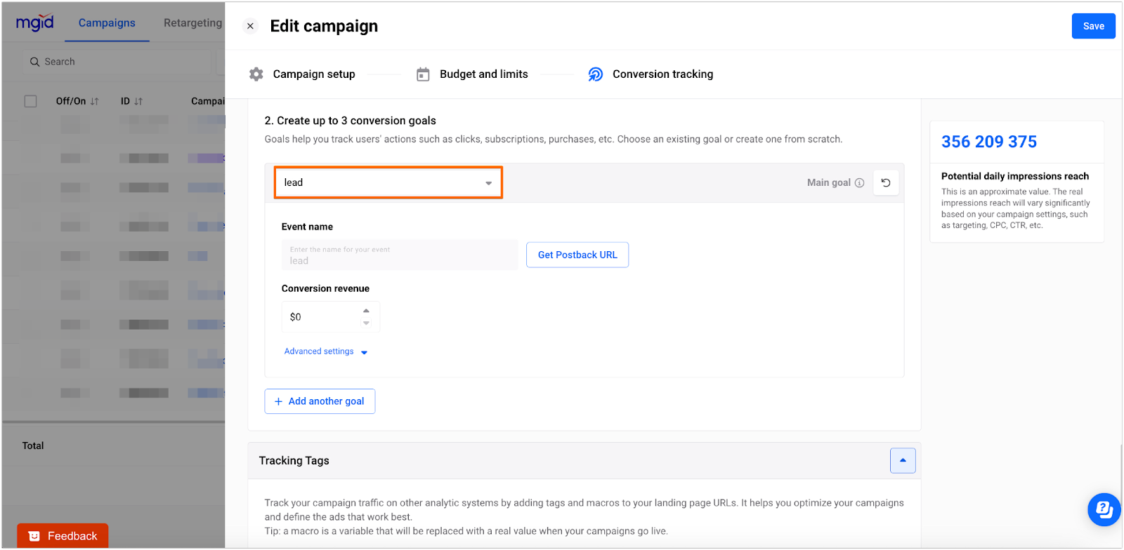 Adjust Tracker Integration in MGID Ads