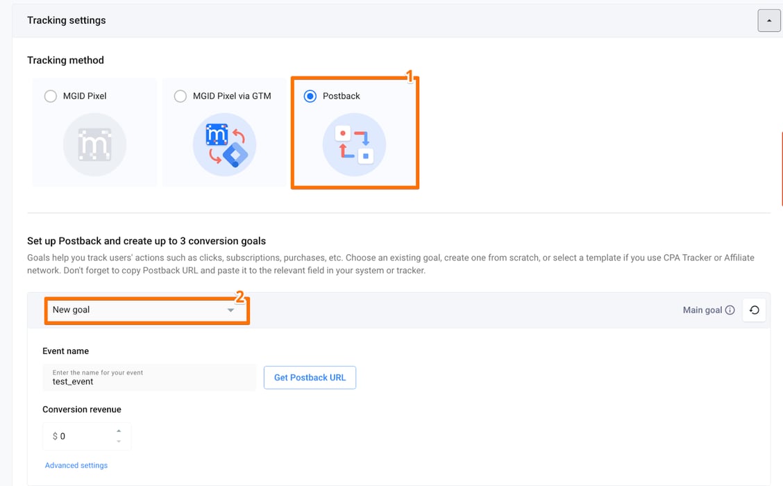 BeMob Tracker Integration in MGID Ads