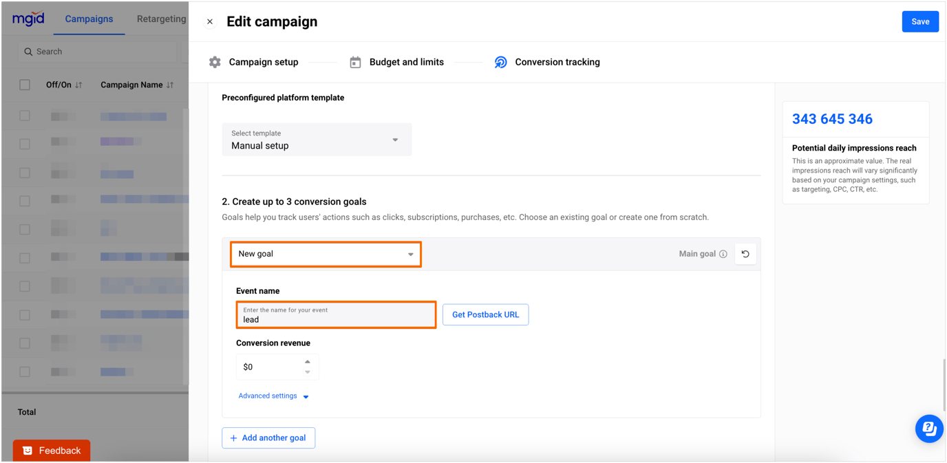 Branch Tracker Integration in MGID Ads