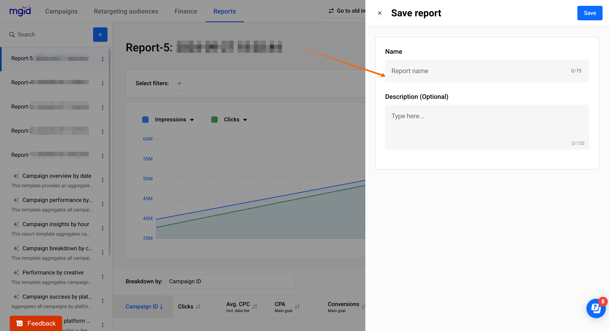 The Reports Interface in MGID Ads
