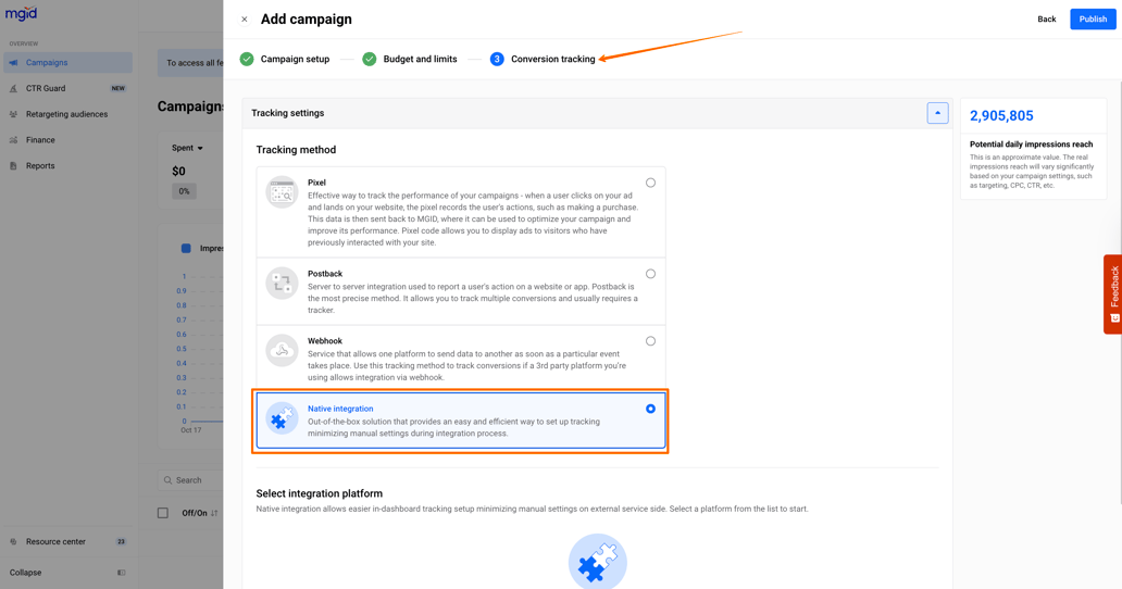 Native Integration Tracking Method