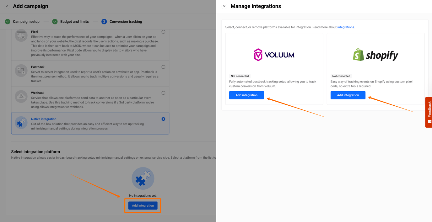 Native Integration Tracking Method
