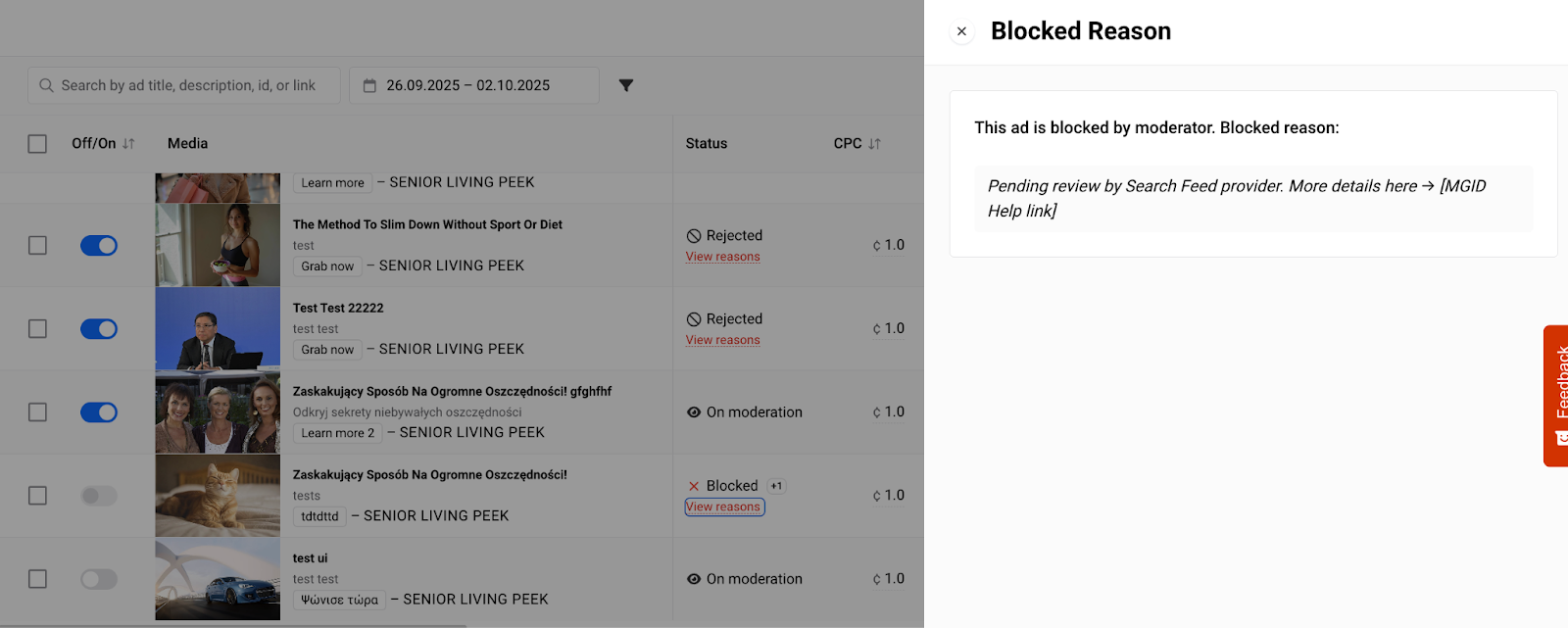 What is Search Feed Provider Moderation?