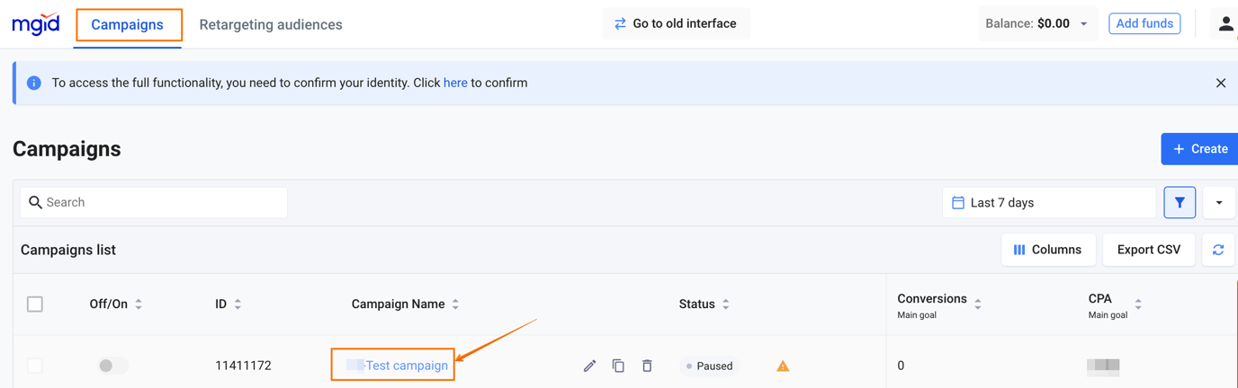 Test Conversion Flow in MGID Ads