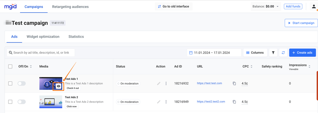 Test Conversion Flow in MGID Ads