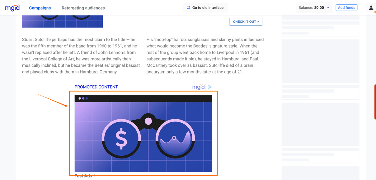 Test Conversion Flow in MGID Ads