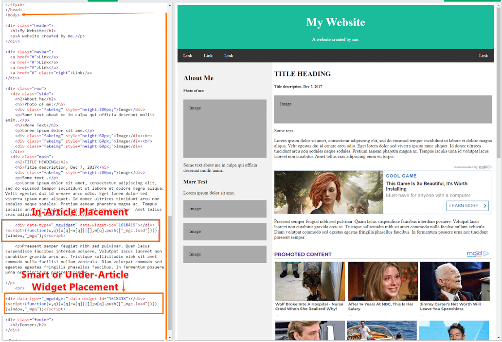 MGID Widget Code - Direct Installation